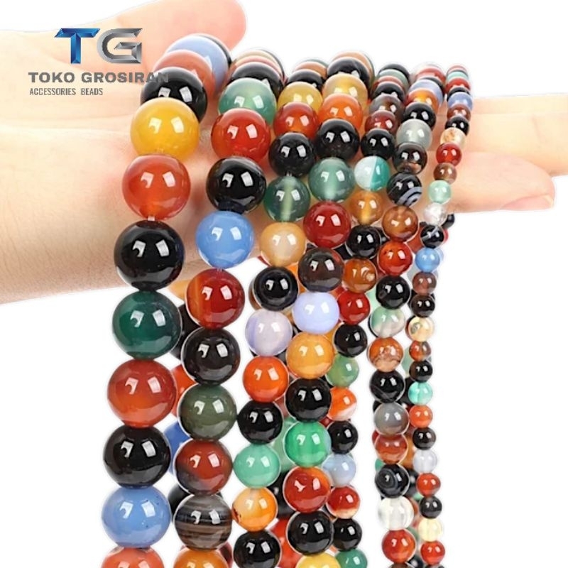 Jual Manik Batu Alam Multicolours 6mm 8mm 10mm 12mm | Shopee Indonesia