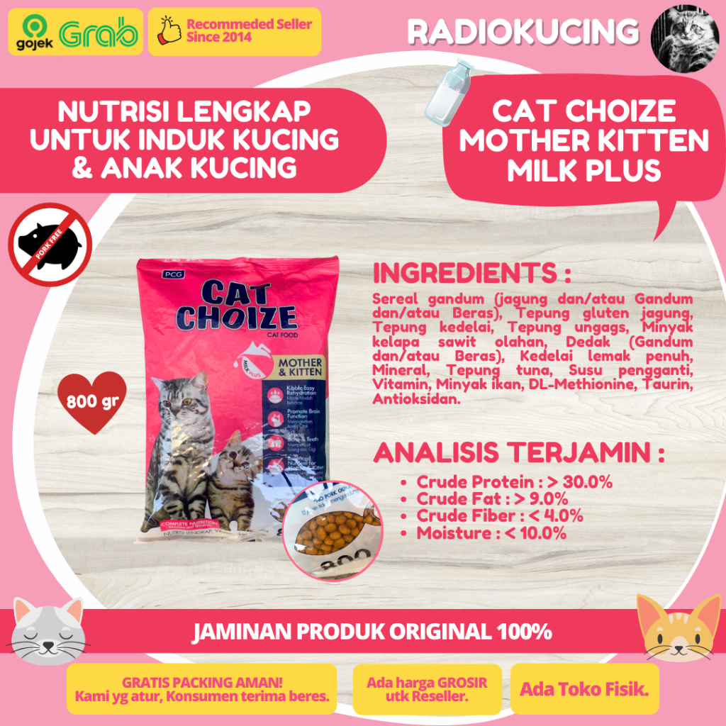 Jual Cat Choize Mother & Kitten Milk Plus 800g Cat Food Makanan Kering ...