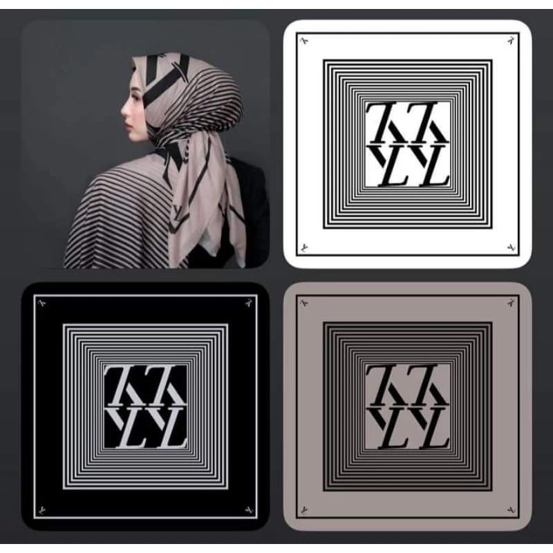 Jual (LY ) Monogram Pattern Screaf LY Jilbab Segi Empat Voal Branded ...