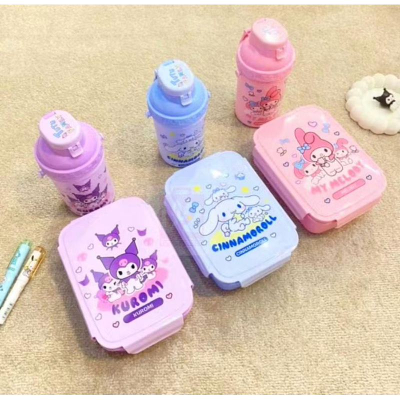 Jual Lunch Box Set Kuromi Sanrio / Tempat Makan Set + Botol Minum Anak / Set Kotak Bekal Sekolah ...