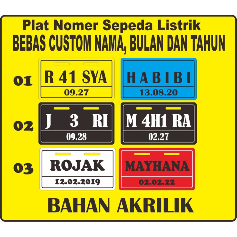 Jual PLAT SEPEDA LISTRIK CUSTOM NAMA BULAN DAN TAHUN | Shopee Indonesia