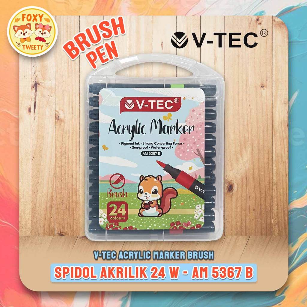 Jual V-TEC Acrylic Marker Brush 24 Warna AM 5367 B / 24 Colour - Cocok ...