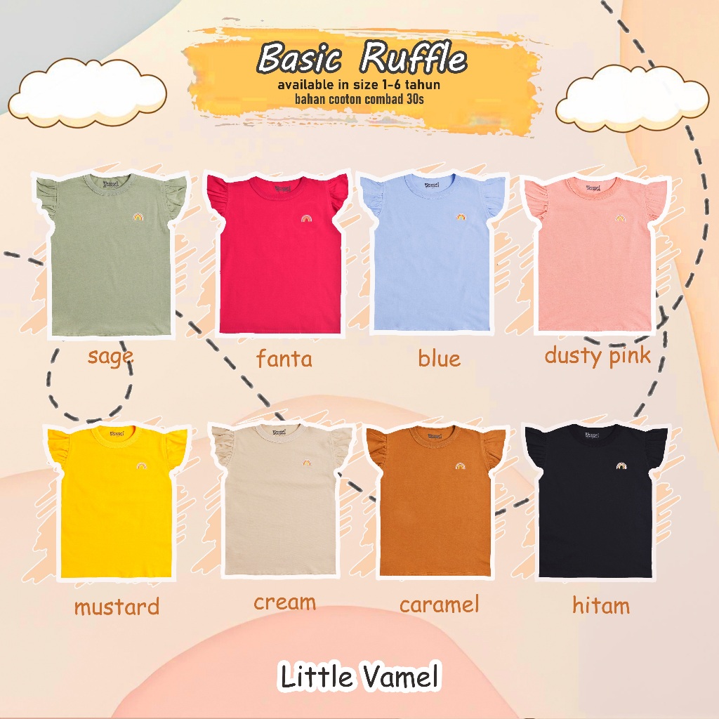 Jual Little vamel - Kaos Anak Perempuan Ruffle Tee Umur 6 bulan - 6 ...