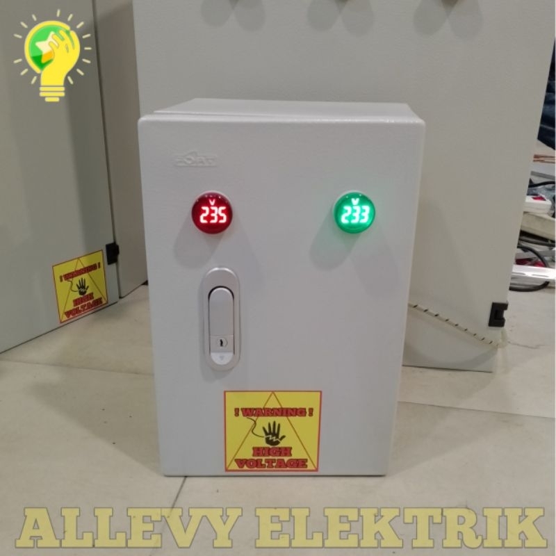 Jual BOX PANEL INDOOR 20X30X15 PLAT 1MM+PILOT LAMP VOLTMETER+REL MCB ...