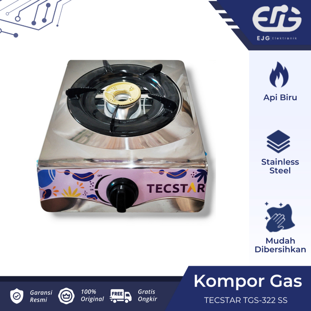 Jual Tecstar Kompor Gas 1 Tungku TGS 322 SS Body Stainless Steel Api ...