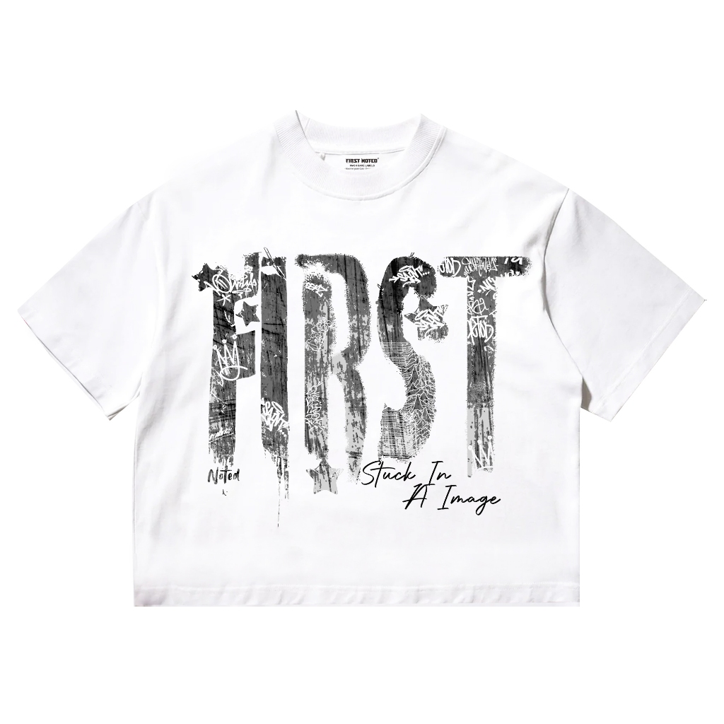Jual T-SHIRT BOXY 24's | STACK | WHITE | FIRST NOTED. | Shopee Indonesia