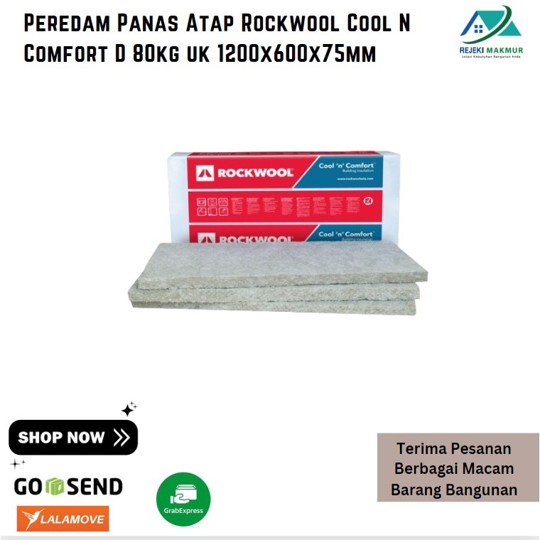 Jual Peredam Panas Atap Rockwool Cool N Comfort D 80kg uk 1200x600x75mm ...