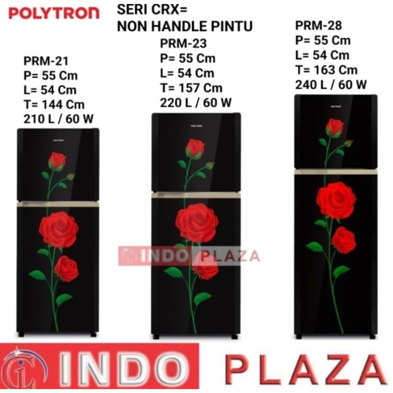 Jual KULKAS POLYTRON 2 PINTU KACA BUNGA PRM-21 / 23 / 28 CRX / DRX NEW ...