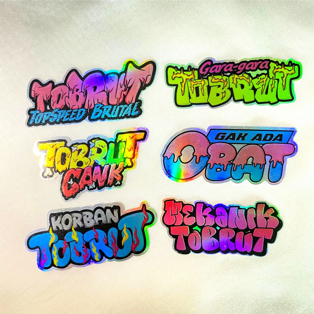 Jual 6Pcs Stiker kata kata sticker viral /stiker Tobrut Hologram glossy ...