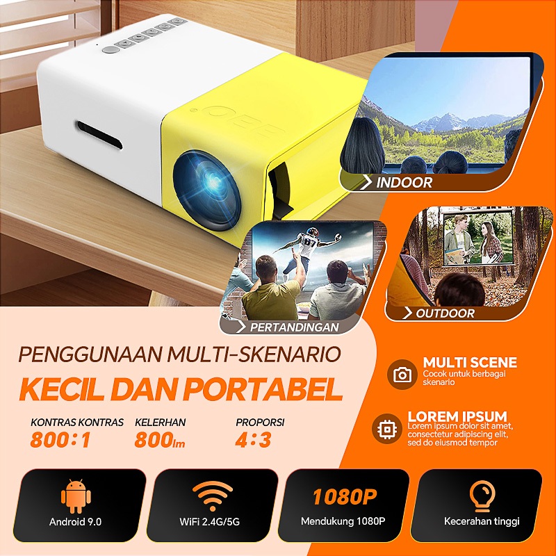 Jual Proyektor LED 1080P Ultra HD Kecerahan Tinggi Mini Home Theater ...