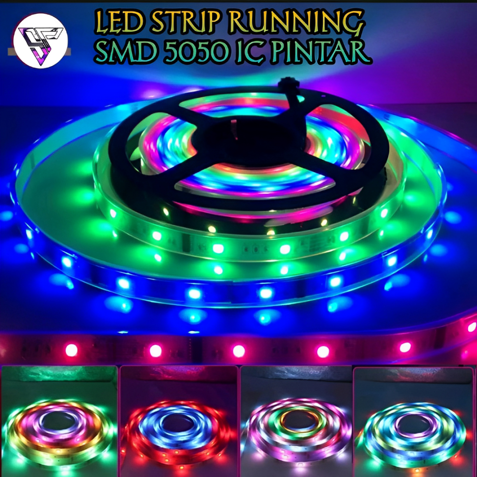 Jual LAMPU LED STRIP RUNNING 5050 RGB 12V WARNA WARNI HIAS PLAFON RUMAH ...