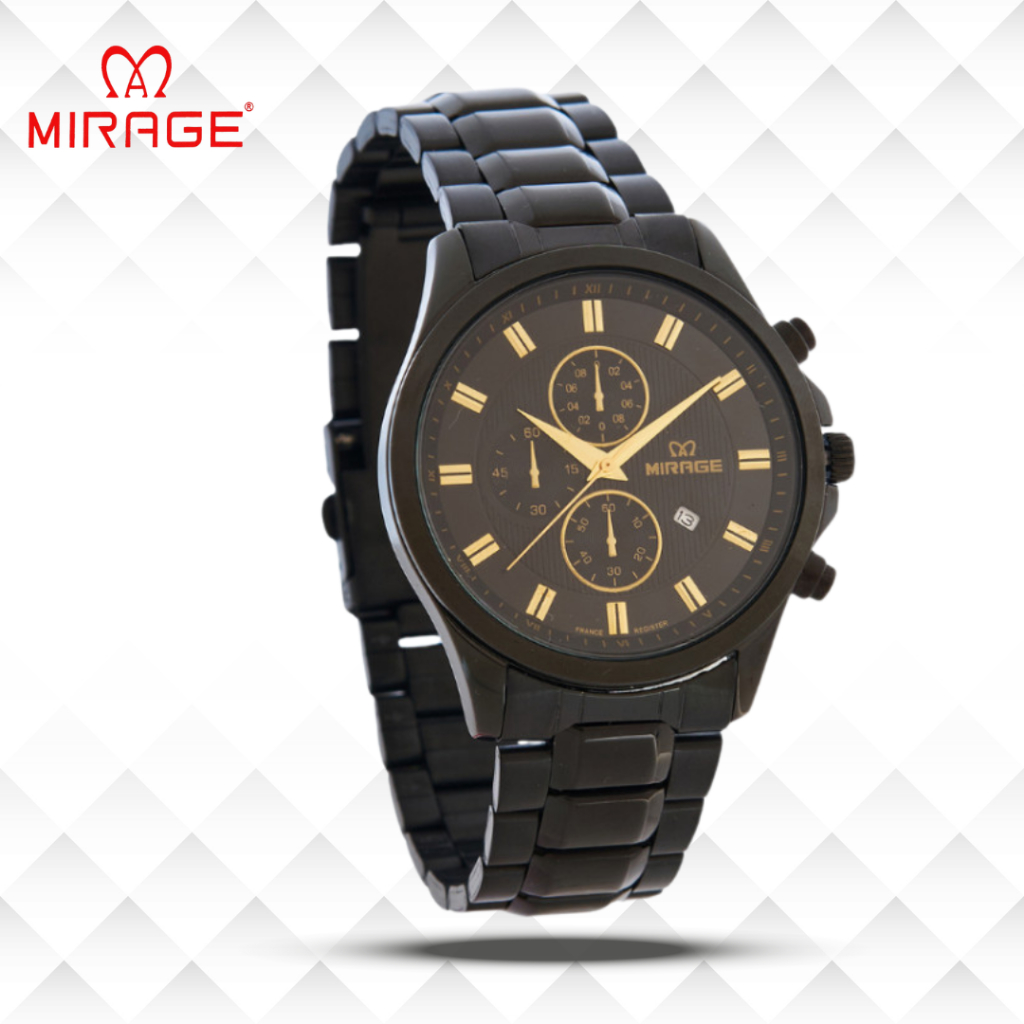 Jual Mirage Jam Tangan Pria Analog 8787 M Full Black Original Stainless ...