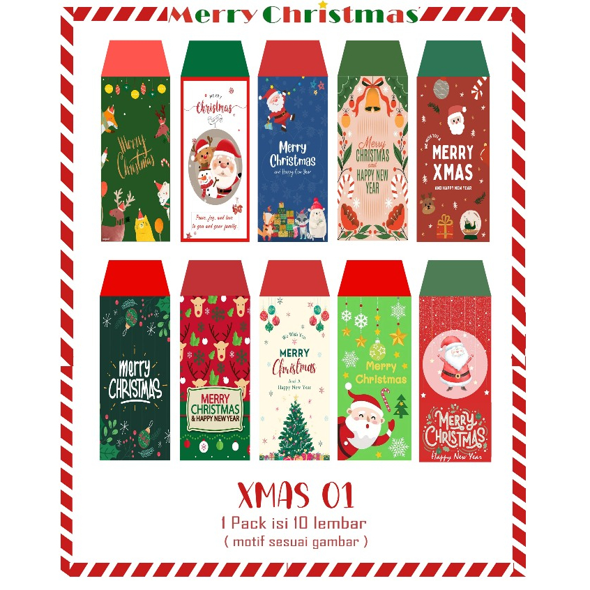 Jual (10lbr) AMPLOP NATAL/ CHRISTMAS ENVELOPE/ ANGPAO NATAL | Shopee ...