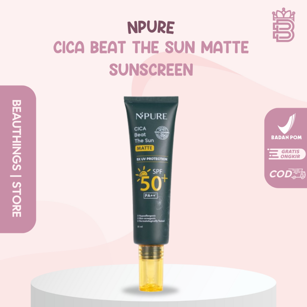Jual NPURE Sunscreen Cica Beat The Sun Matte Sunscreen Anti UVA UVB ...
