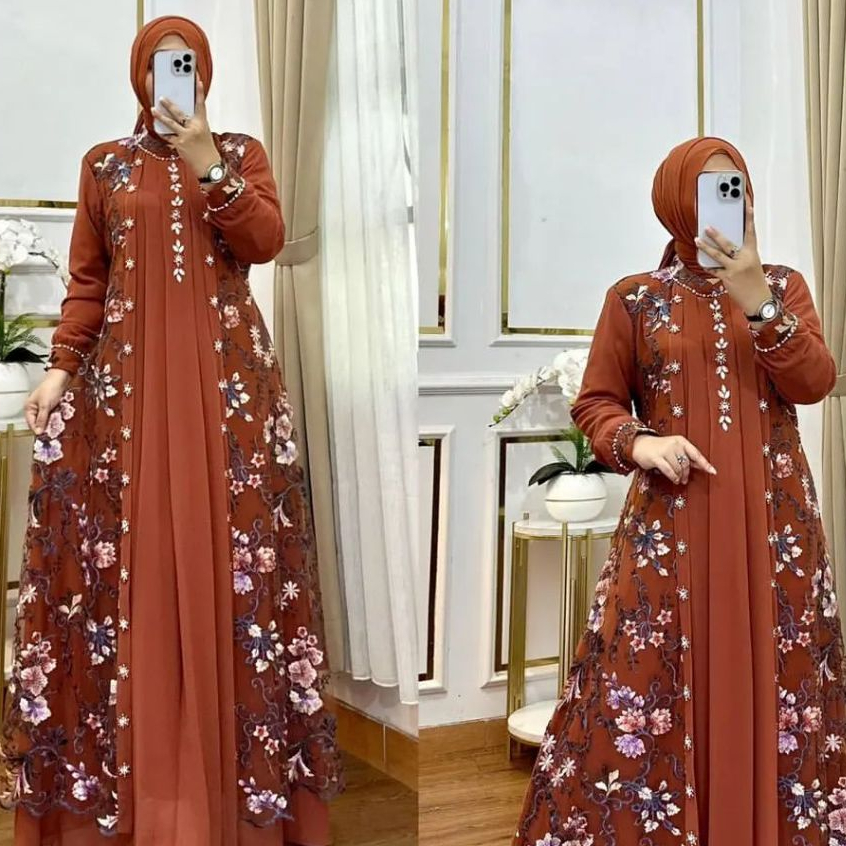 Jual Laura Dress Gamis Pesta Kondangan Terbaru Brukat Tile Garden Mewah ...