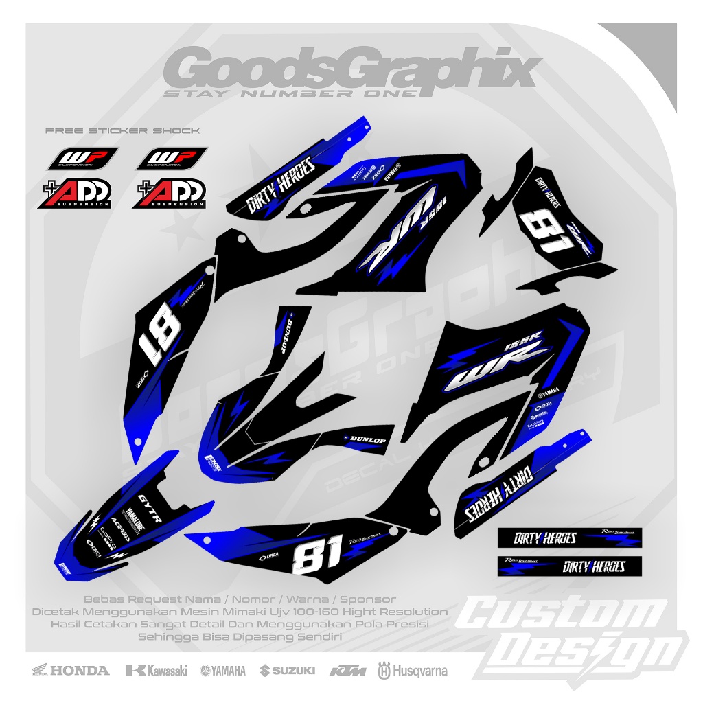Jual Decal Yamaha Wr 155 Design Hitam Biru - Decal Custom Yamaha Wr155 ...
