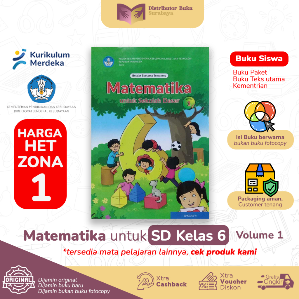 Jual Buku Matematika Kelas 6 SD Volume 1 - Buku Paket Siswa - Kurikulum Merdeka | Shopee Indonesia