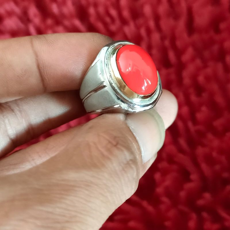 Jual CINCIN BATU MERAH MARJAN RING MONEL ALUSAN/STAINLESS | Shopee ...