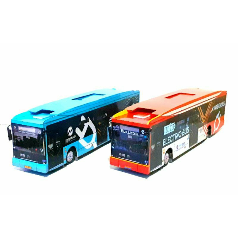 Jual Miniatur Bus Transjakarta ElectricBus (Orange)&(Hijau Tosca ...
