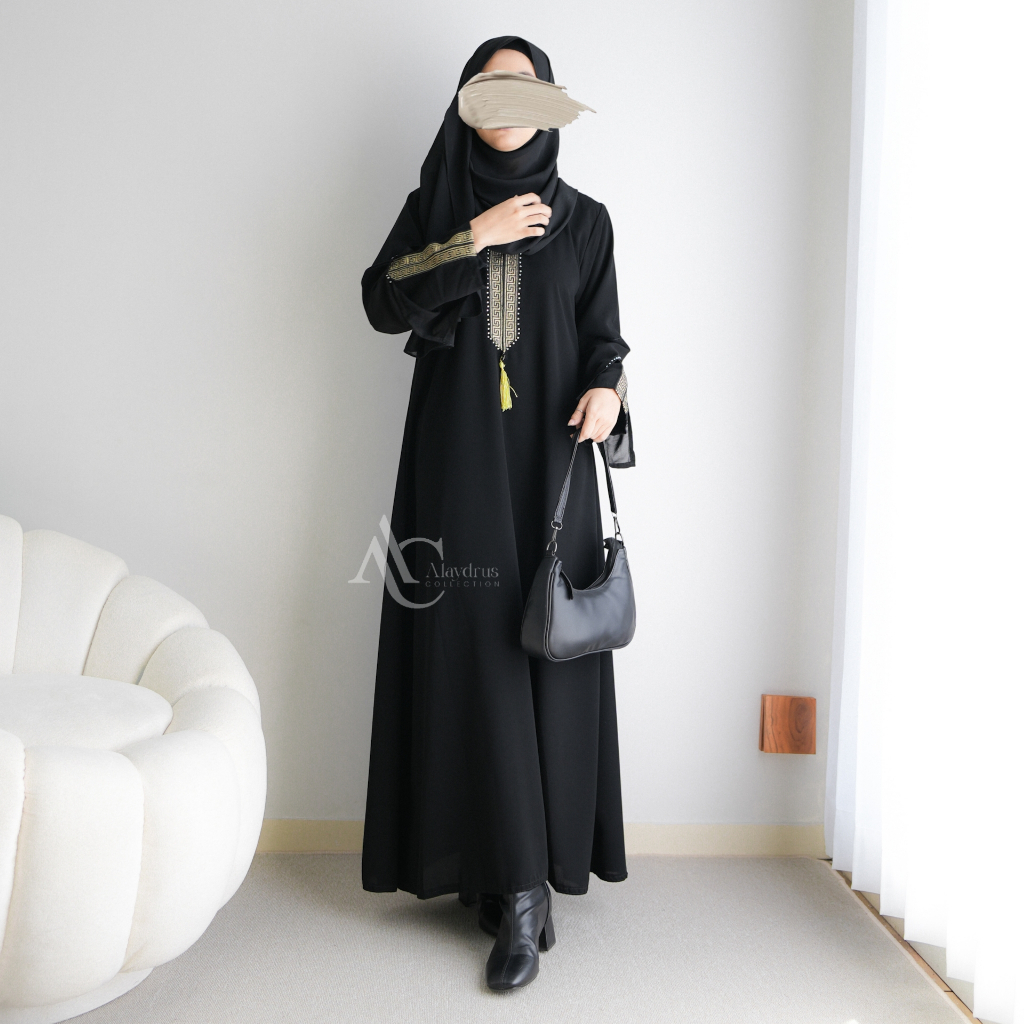 Jual Alaydrus Collection Abaya Hitam Turkey Heidy Gamis Syari Muslimah Jetblack Hitam Kombinasi ...