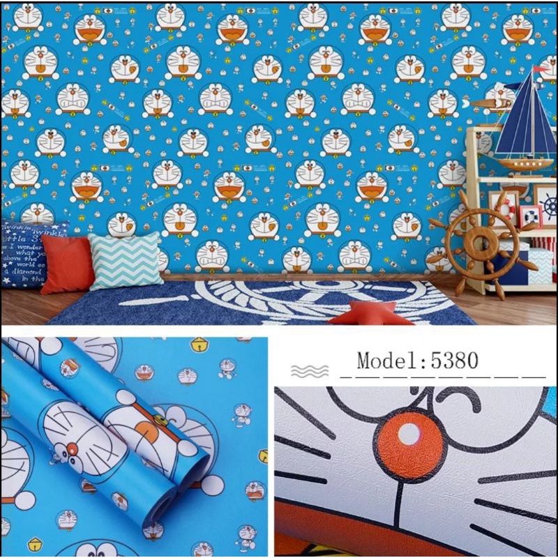 Jual Wallpaper Dinding Motif Doraemon Wall Sticker Wallpaper Dinding Kamar | Shopee Indonesia