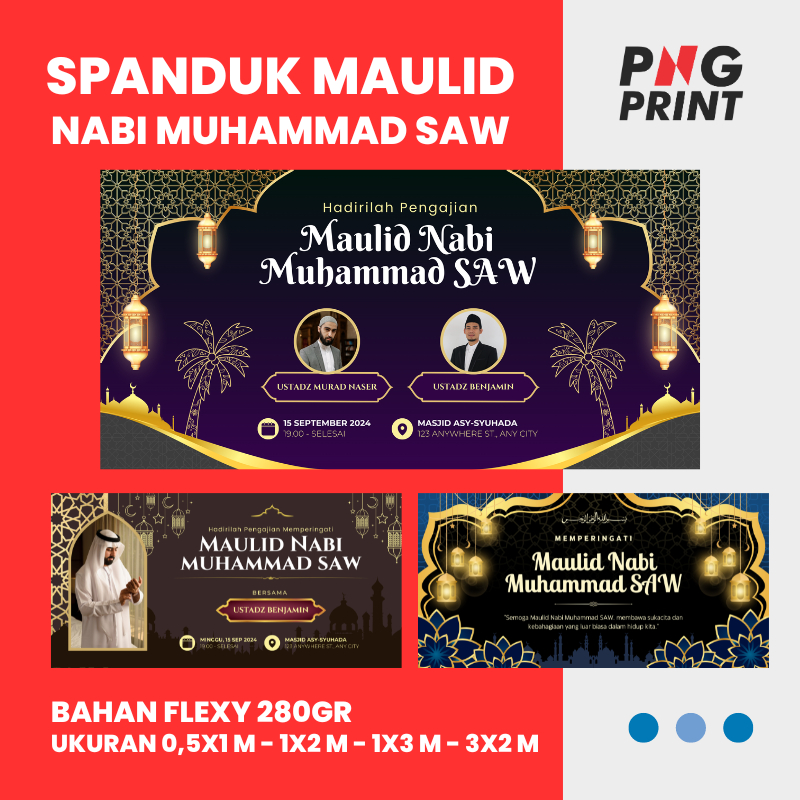 Jual SPANDUK MAULID NABI MUHAMMAD CUSTOM - 2x1m BANNER MAULID NABI ...