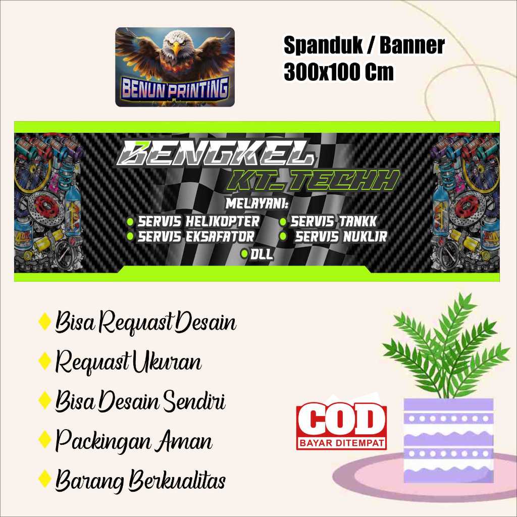 Jual Spanduk Banner Bengkel 300X100 Cm Bisa Request Desain | Shopee ...