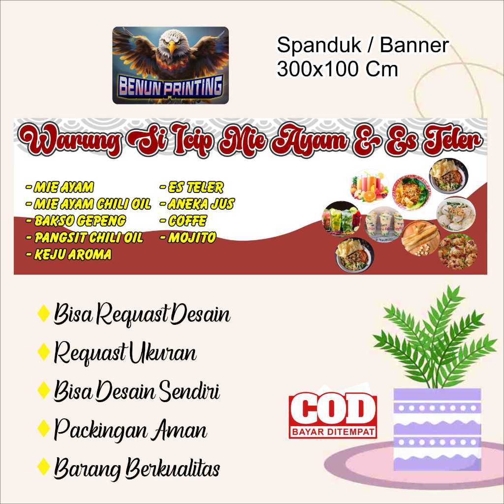 Jual Spanduk Banner Kedai Makanan & Minuman 300X100 Bisa Request Desain ...