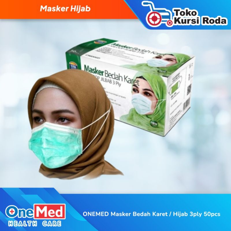 Jual ONEMED Masker Hijab 3ply 50pcs/box | Shopee Indonesia