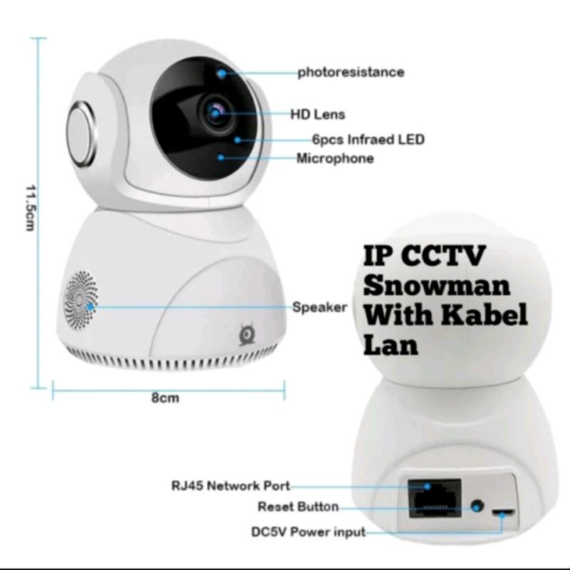 Jual IP Camera 1080P CCTV Snowman Kabel Lan 8MP V380 Pro Cam Kamera ...