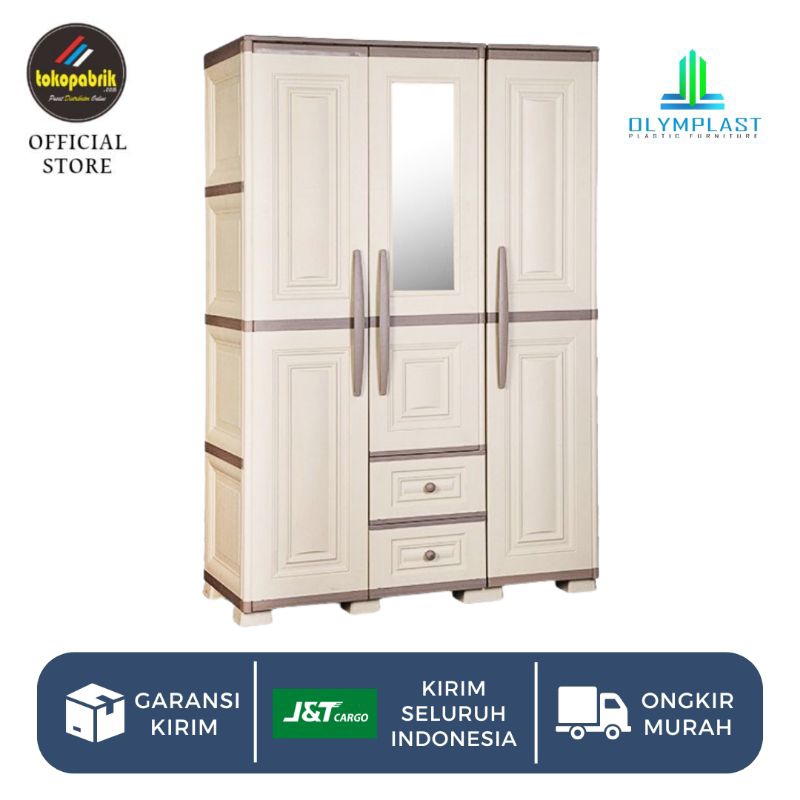 Jual Olymplast Lemari Pakaian Plastik 3 Pintu / Lemari Baju / OTC 3P ...