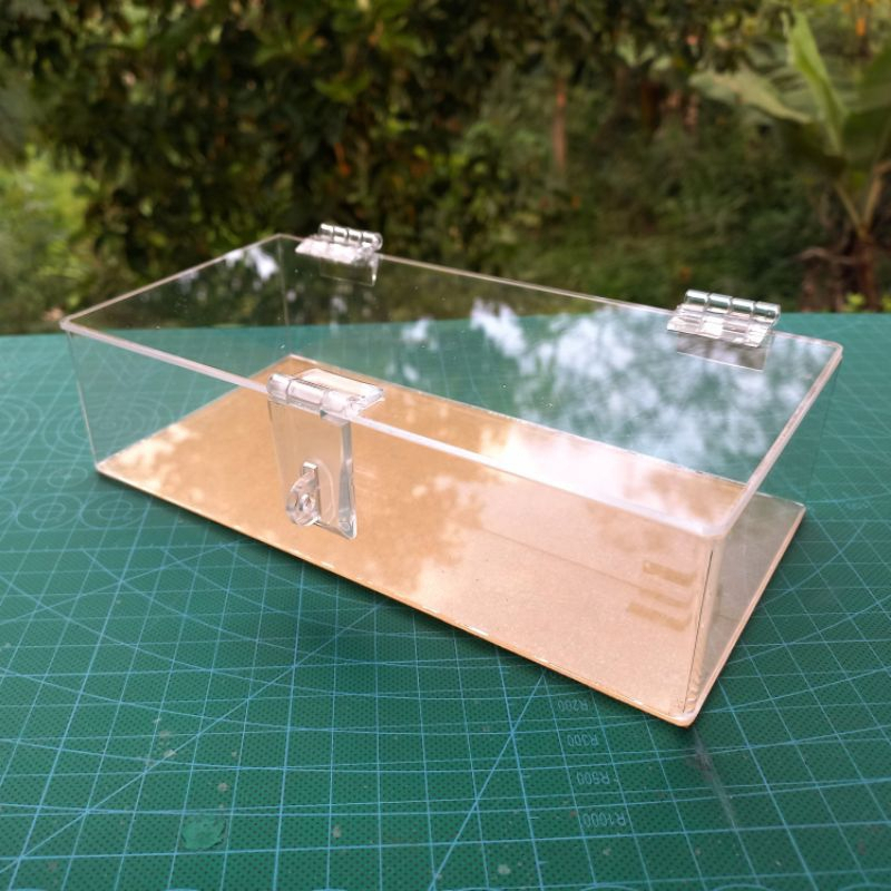 Jual Akrilik Kotak Serbaguna 20 x 10 x 5 cm Tutup Engsel Pakai Grendel ...