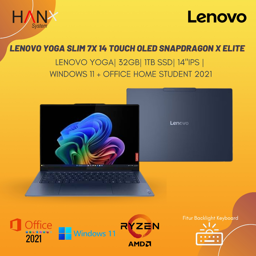 Jual LENOVO YOGA SLIM 7X 14 TOUCH OLED SNAPDRAGON X ELITE 32GB 1TB W11 ...