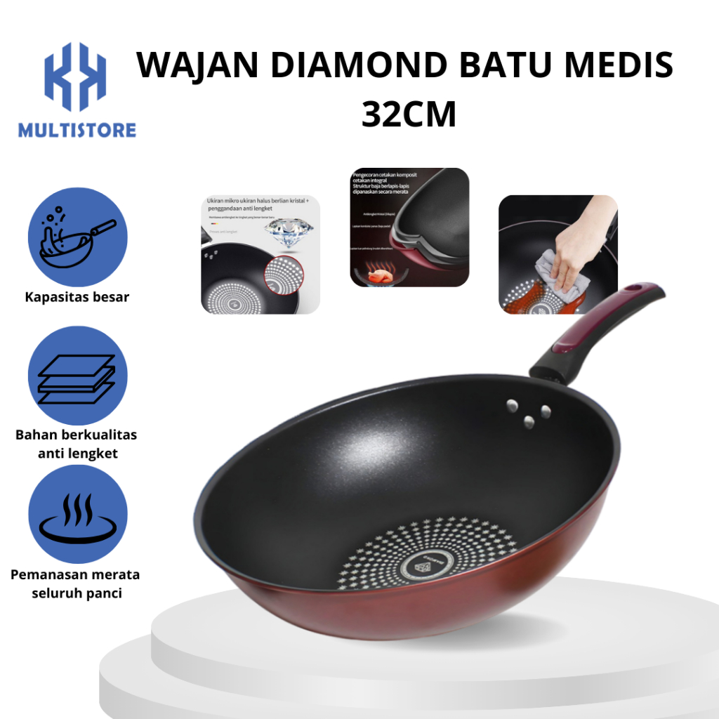 Jual Wajan Penggorengan Anti Lengket Batu Medis / Wajan Diamond Ukuran ...