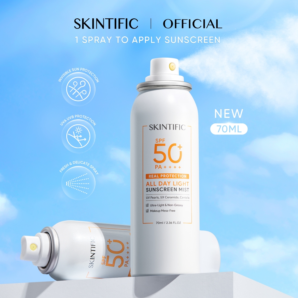 Jual [ NEW ADVANCED FORMULA] SKINTIFIC - All Day Light Sunscreen Mist ...