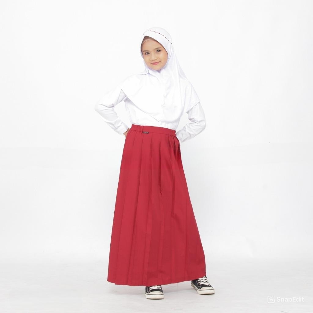 Jual Rok Panjang Merah Model RA(rempel/lipit dari atas/full) Seragam Sekolah SD/MI Plisket SD ...
