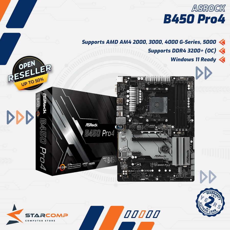 Jual ASRock B450 Pro 4 AM4 AMD Promontory B450 DDR4 USB3.1 SATA3 ...