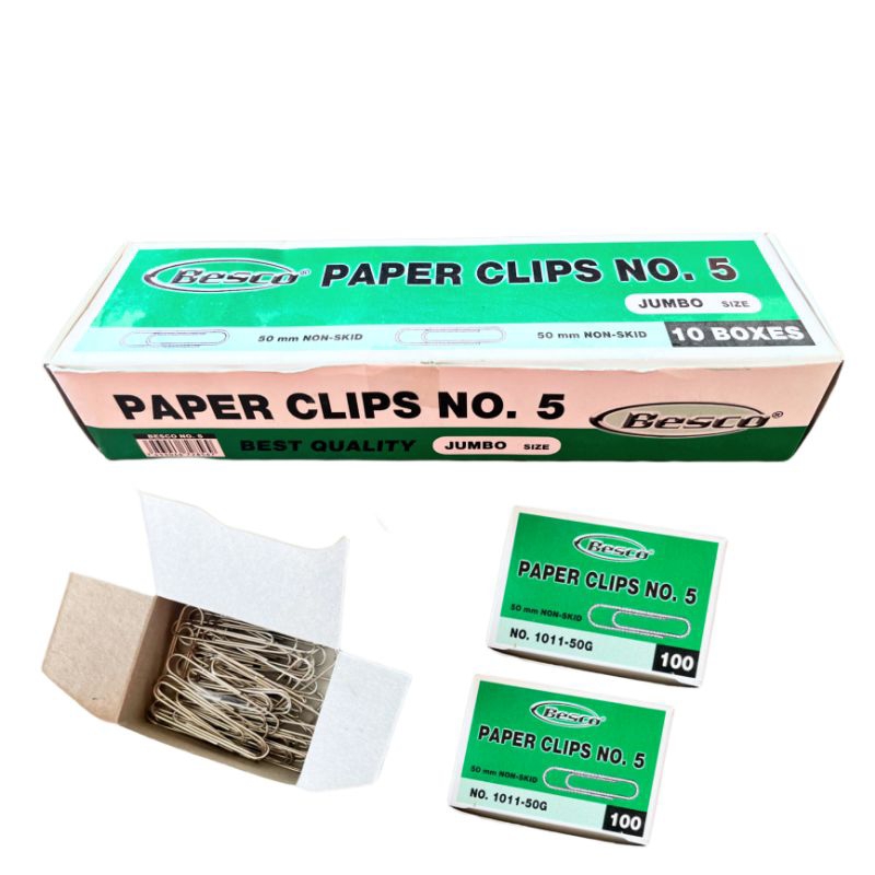 Jual 10 Box Paper Clips Jumbo Besco No.5 warna/Penjepit Kertas/Paper ...