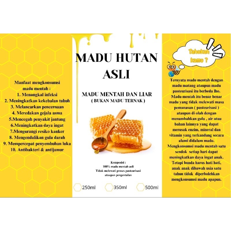 Jual STIKER LABEL MADU CUSTOM | Shopee Indonesia