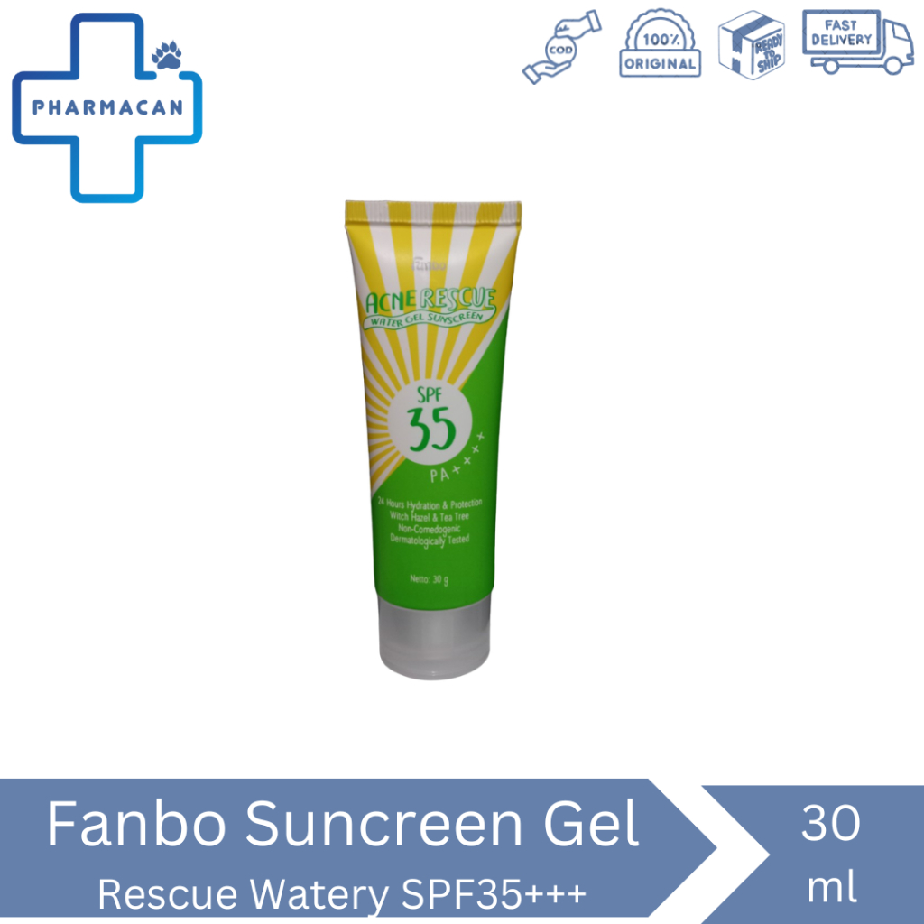 Jual Fanbo Rescue Water Gel Acne Sunscreen SPF 35 PA++++ | 30 gr | Water Based ringan untuk ...