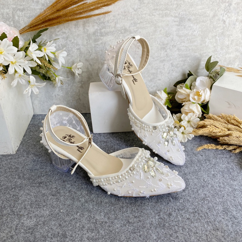Jual Sepatu wedding pesta cantik zaneta 5cm kaca | Shopee Indonesia