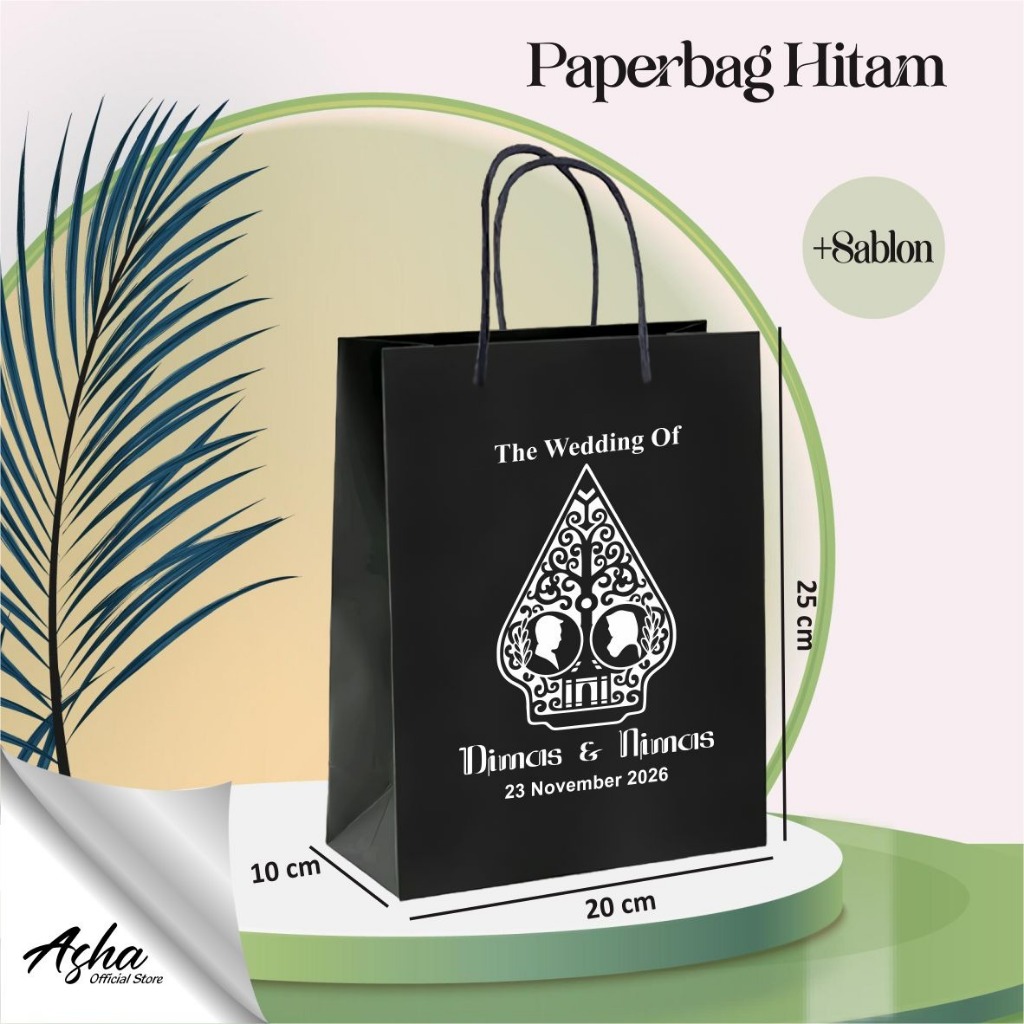 Jual PAPER BAG HITAM SABLON CUSTOM PREMIUM - TAS SOUVENIR PERNIKAHAN ...