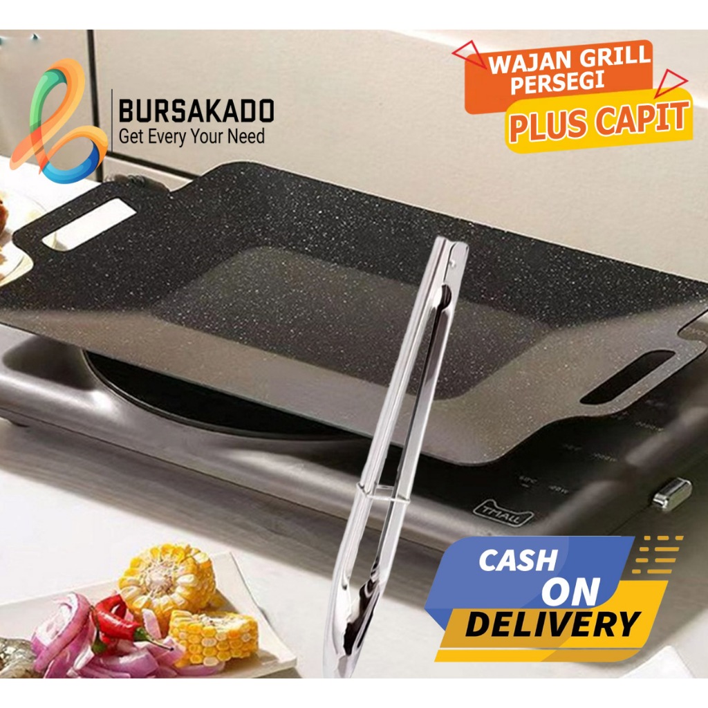 Jual Wajan Grill Pan Korean Persegi Anti Lengket 34cm / Wajan Konduksi ...