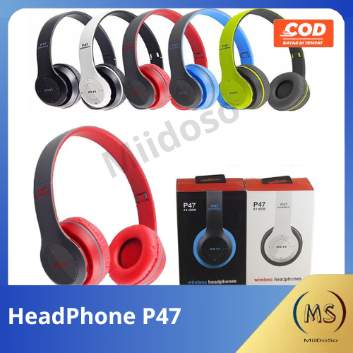 Jual HEADPHONE Bluetooth Gaming Headset Wireless Pro Bass P47 headset Bluetooth p47 headset ...