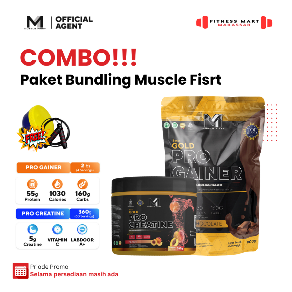 Jual PAKET COMBO - MUSCLE FIRST - PRO GAINER 2LB+ PRO CREATINE | Shopee ...