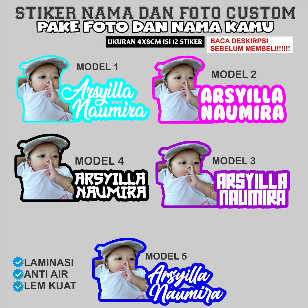 Jual Stiker Custom Nama Dan Foto Kamu Stiker Foto Sticker Photo isi 12 ...