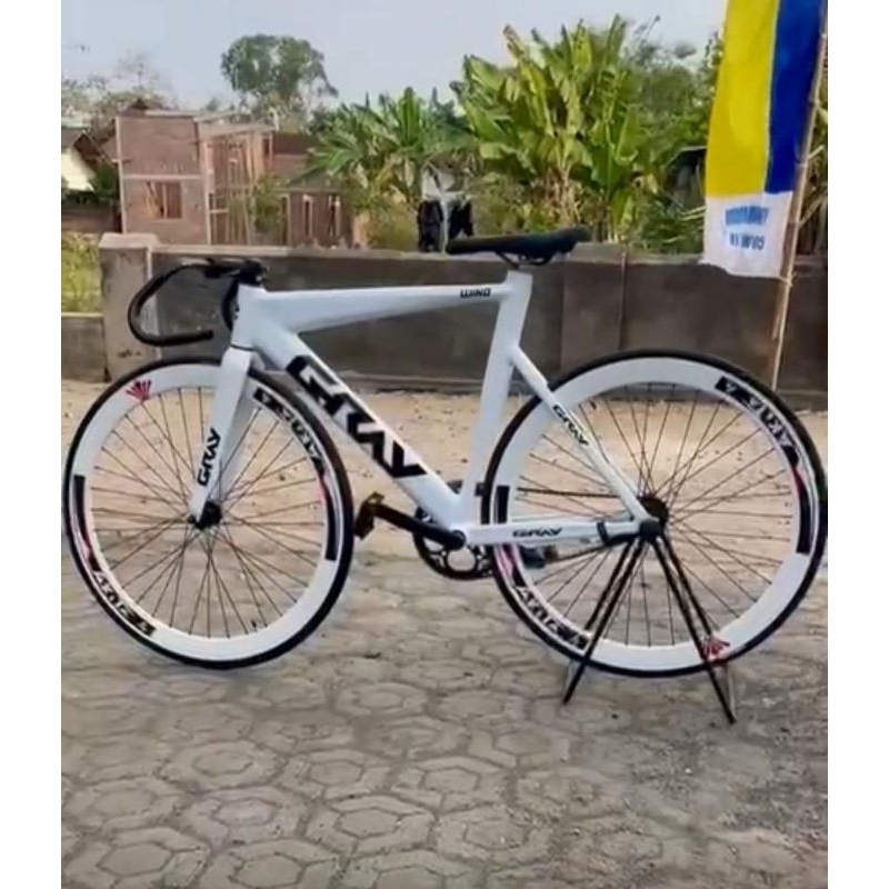 Jual sepeda fixie Gray full putih free bartape dan pedok | Shopee Indonesia