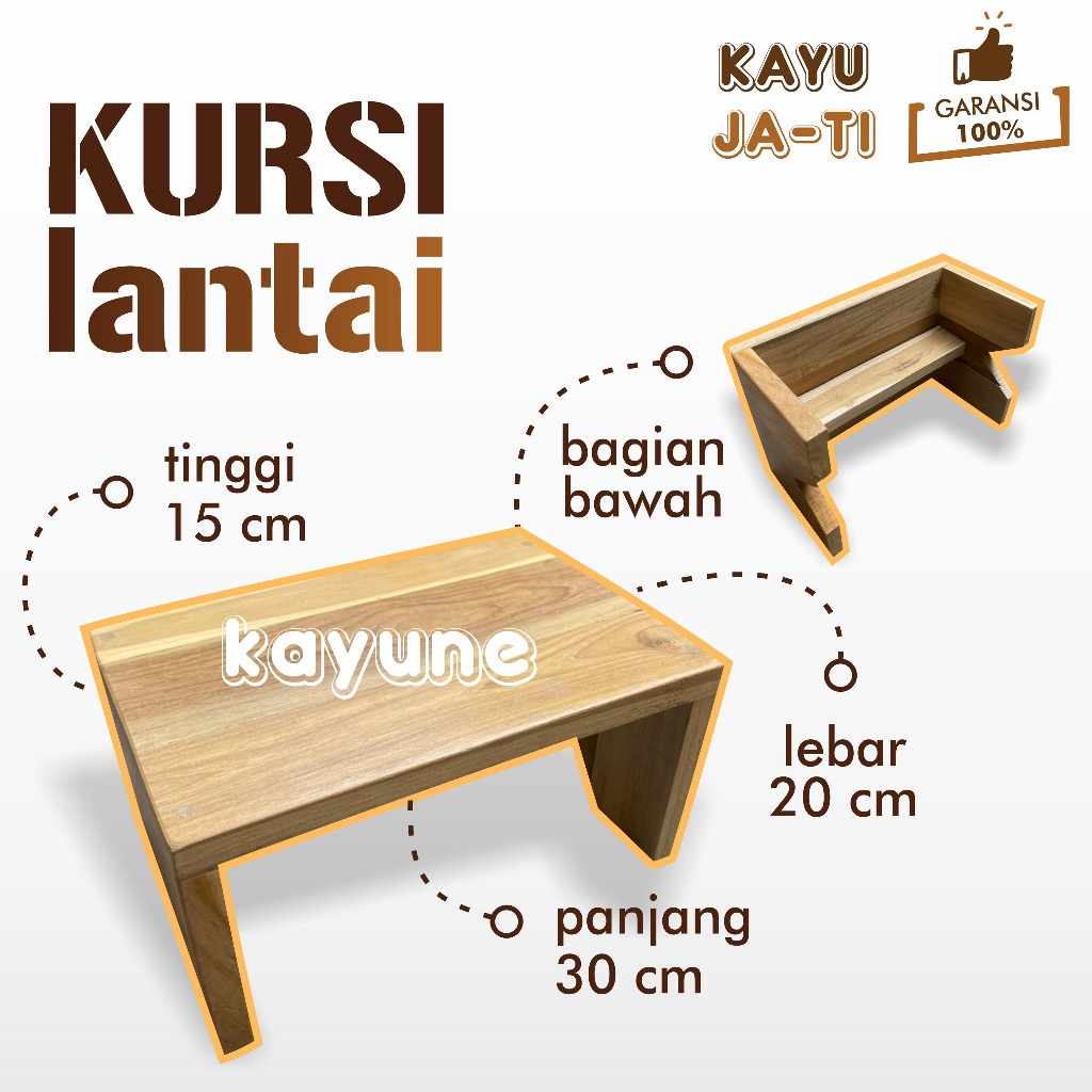 Jual Bangku Jongkok Dingklik Kayu Ukuran 30x20x15 cm Bahan Kayu Jati ...