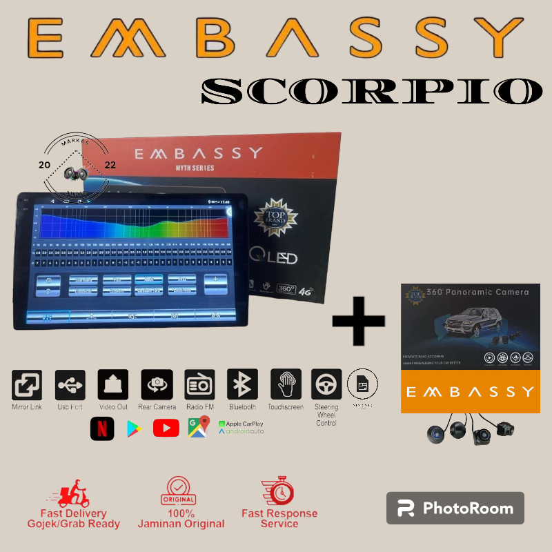 Jual Headunit android mobil 9 inch embassy scorpio ram 6/128gb Qled 4G ...