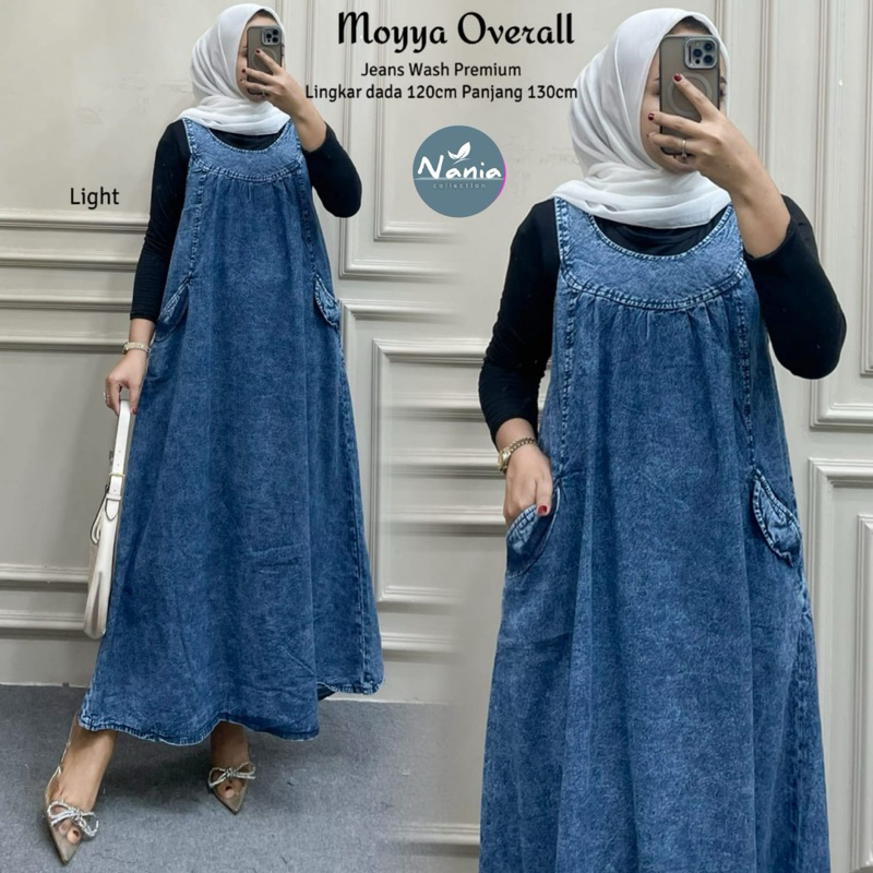 Jual Overall Jeans Jumbo Moyya Overall Rok Denim Polos Jumpsuit Lepis ...